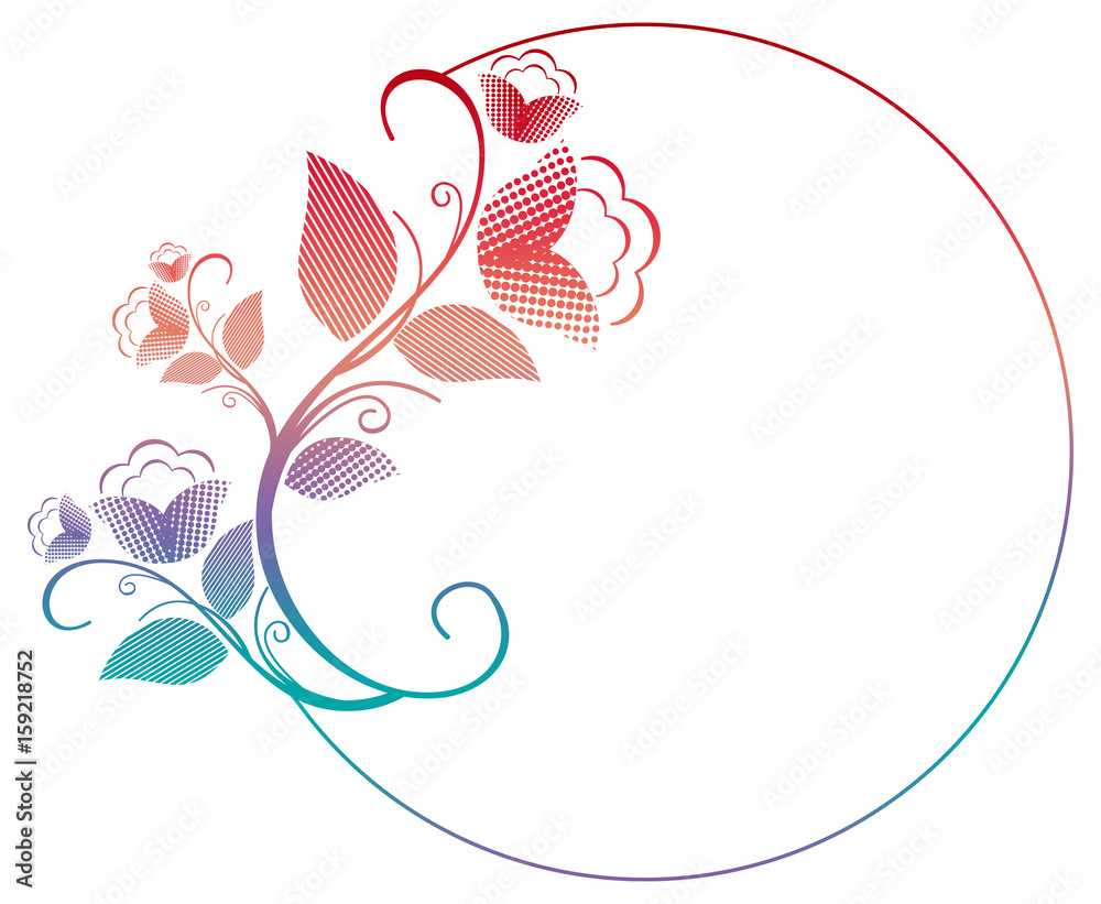 Beautiful round frame with gradient filled. Color elegant flower frame ...