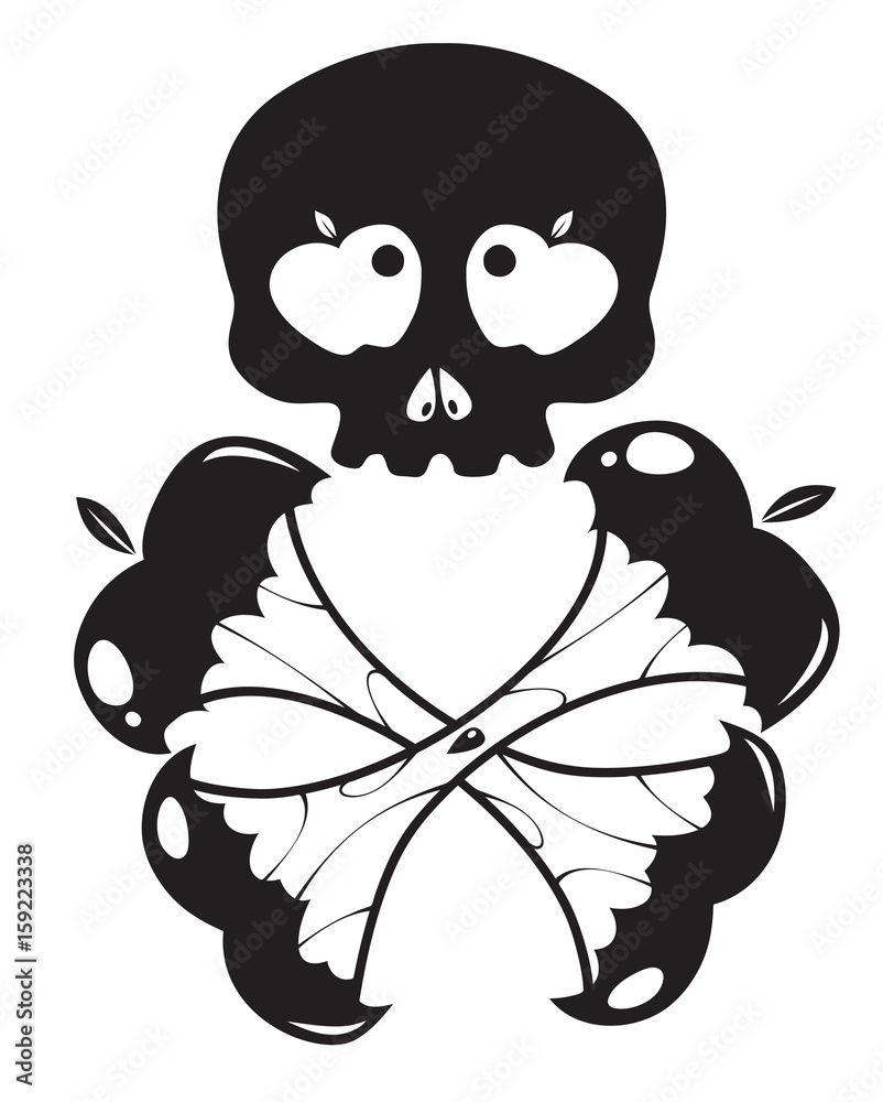 Pirate flag vegan and vegetarian. Crossed bits of Apple and skull with ...