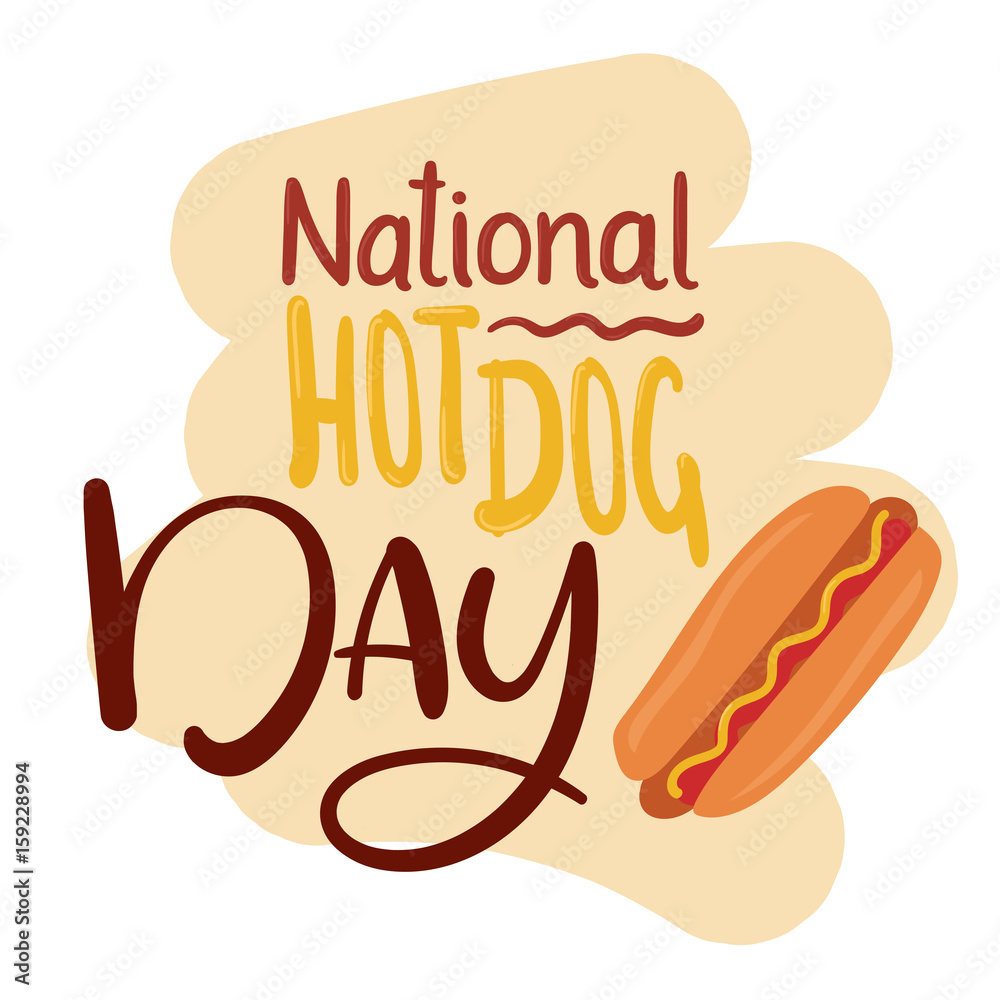 National Hot dog Day Vector Illustration. Modern calligraphy ...