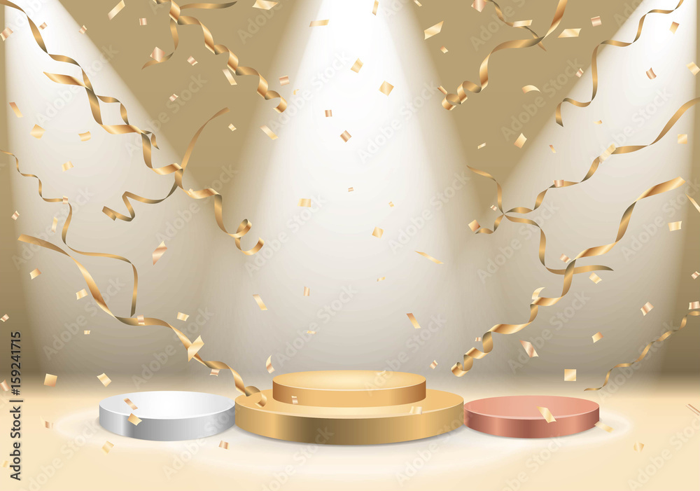 Winners podium with spotlight and confetti Vector Stock Vector | Adobe ...