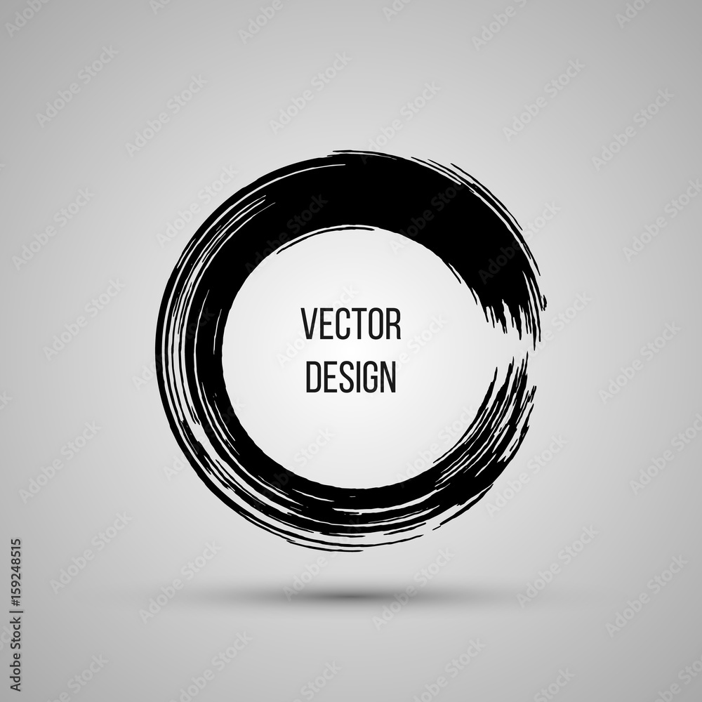 Hand drawn circle shape. Label, logo design element, frame. Brush ...