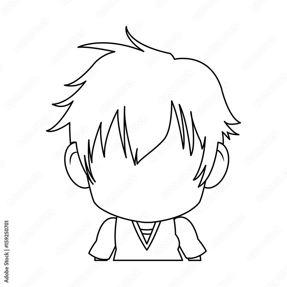 faceless anime tennager hair style contour vector illustration Stock ...