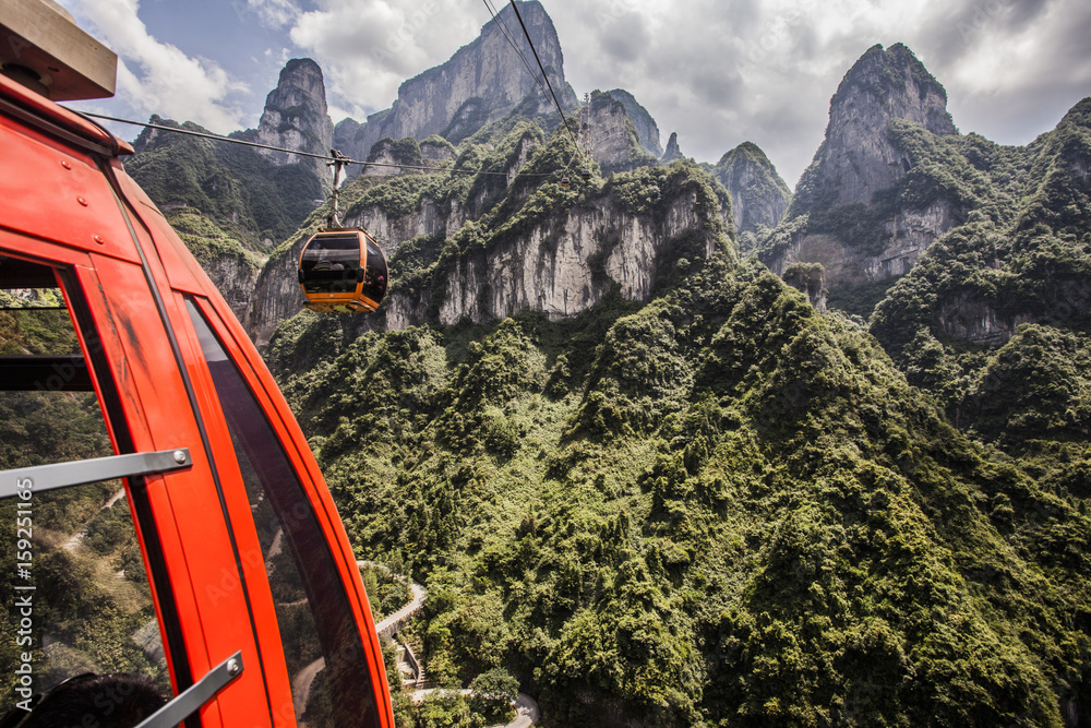 Cable car at Tianmen mountain in Zhangjiajie, China Stock Photo | Adobe ...
