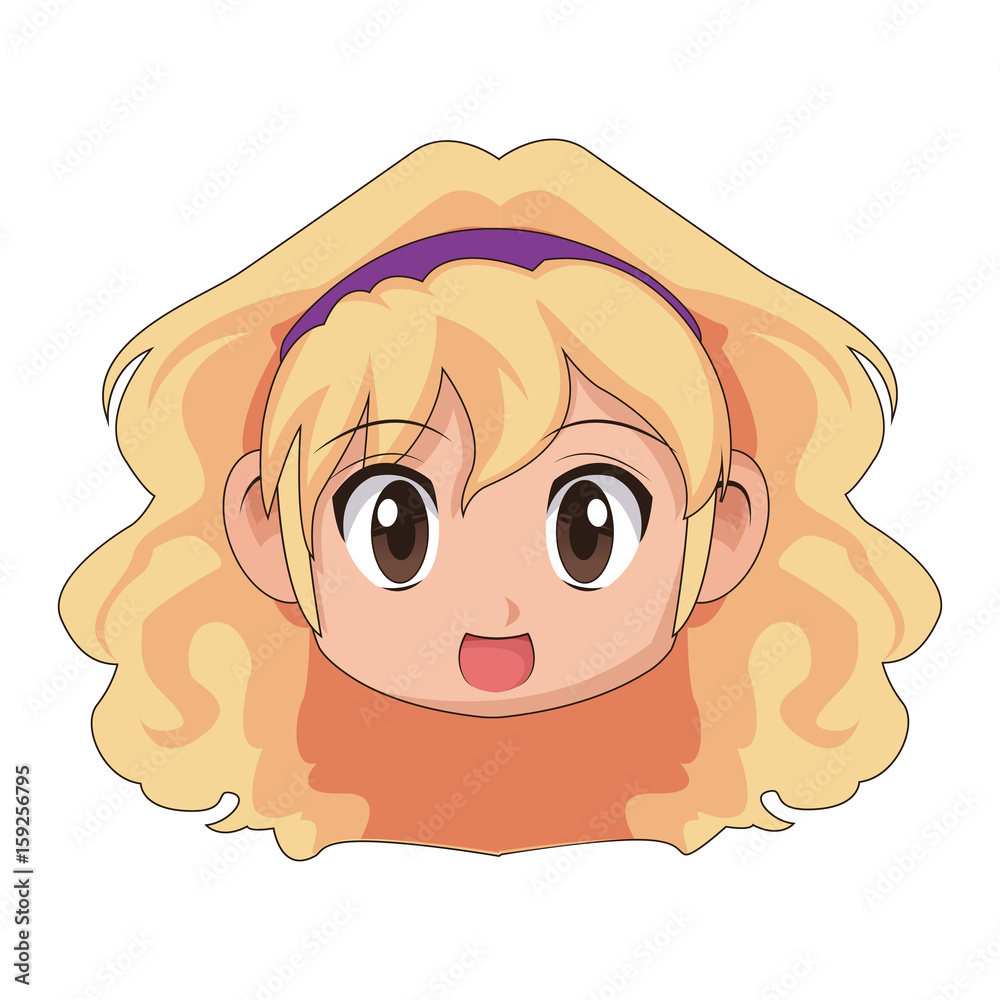 cute cartoon anime little girl chibi character vector illustration ...
