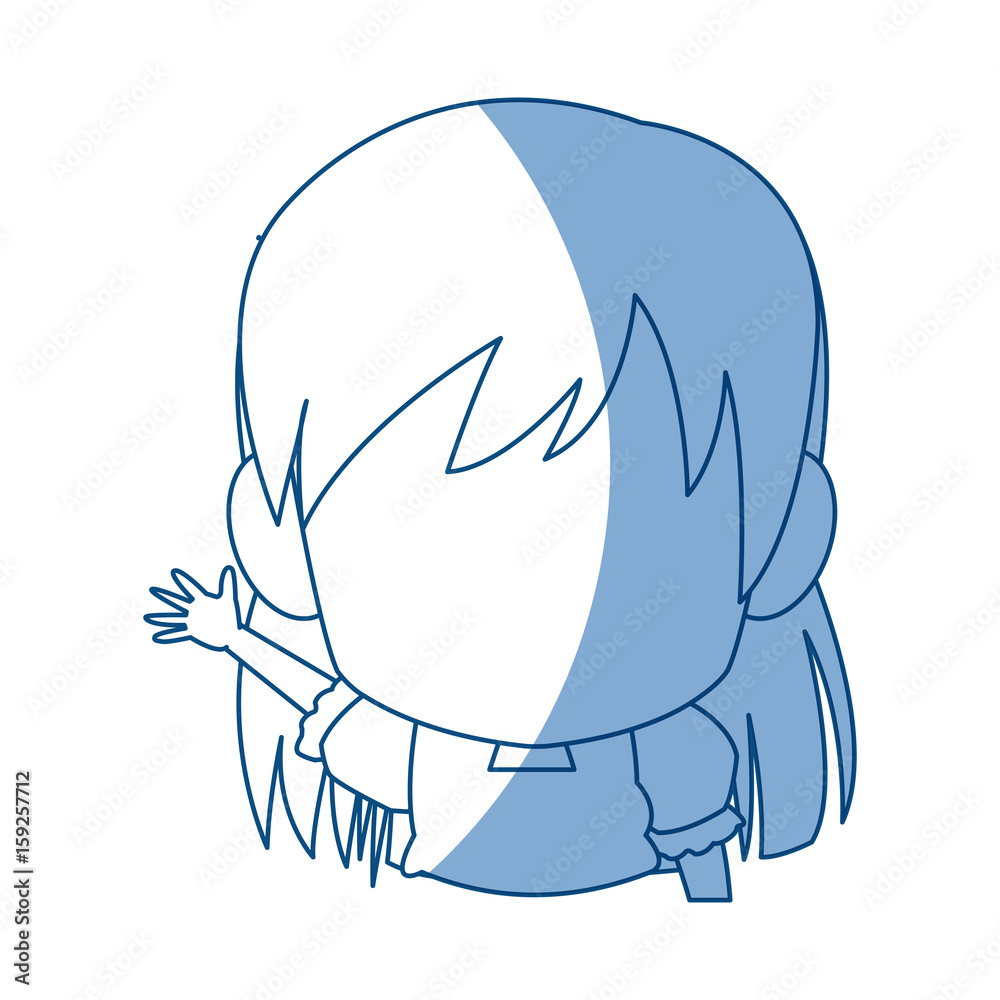 manga anime girl chibi character contour vector illustration Stock ...