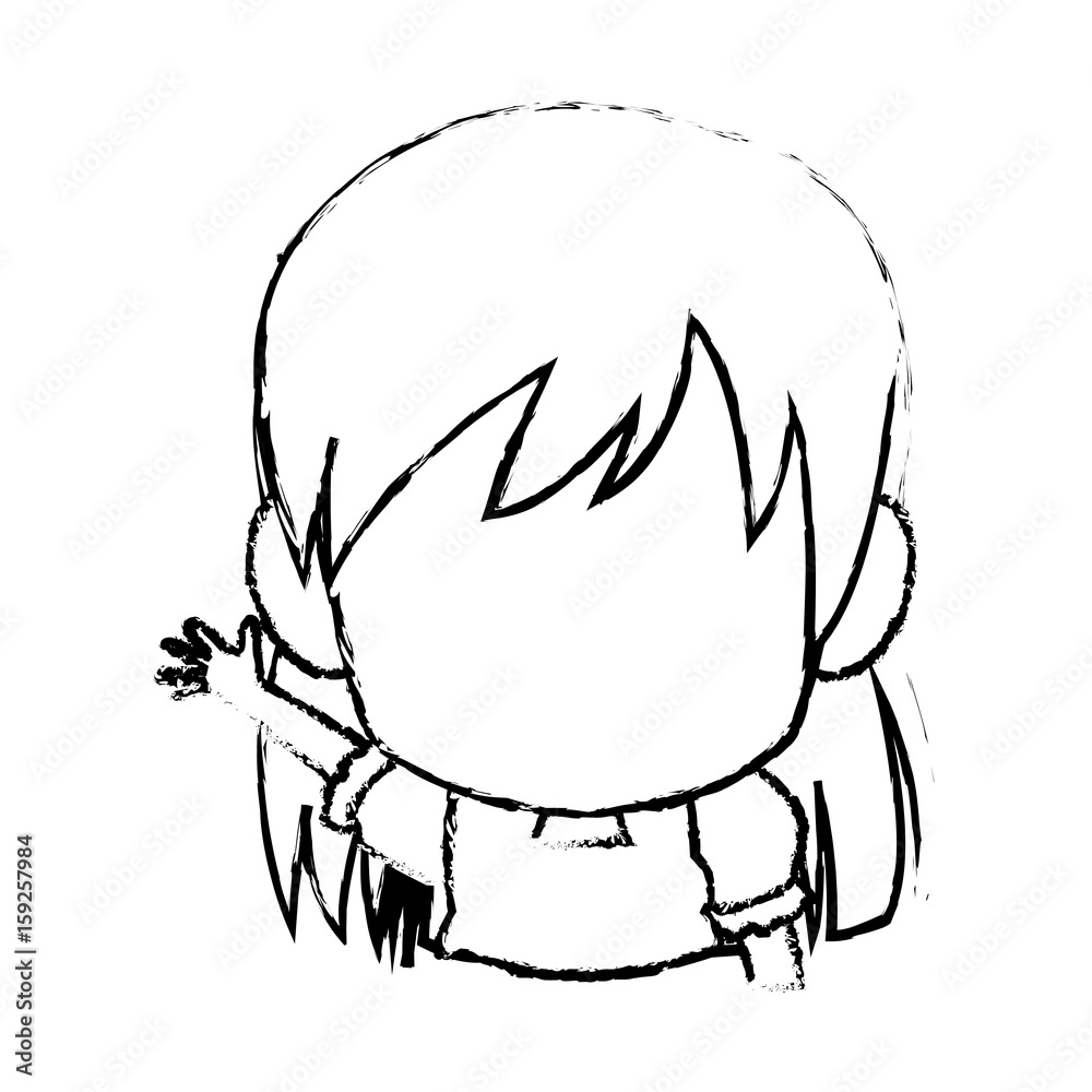 manga anime girl chibi character contour vector illustration Stock ...
