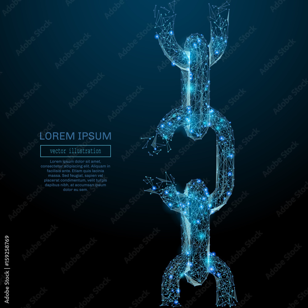 Polygonal Broken tearing chain. Breaks the chain business Vector mesh ...