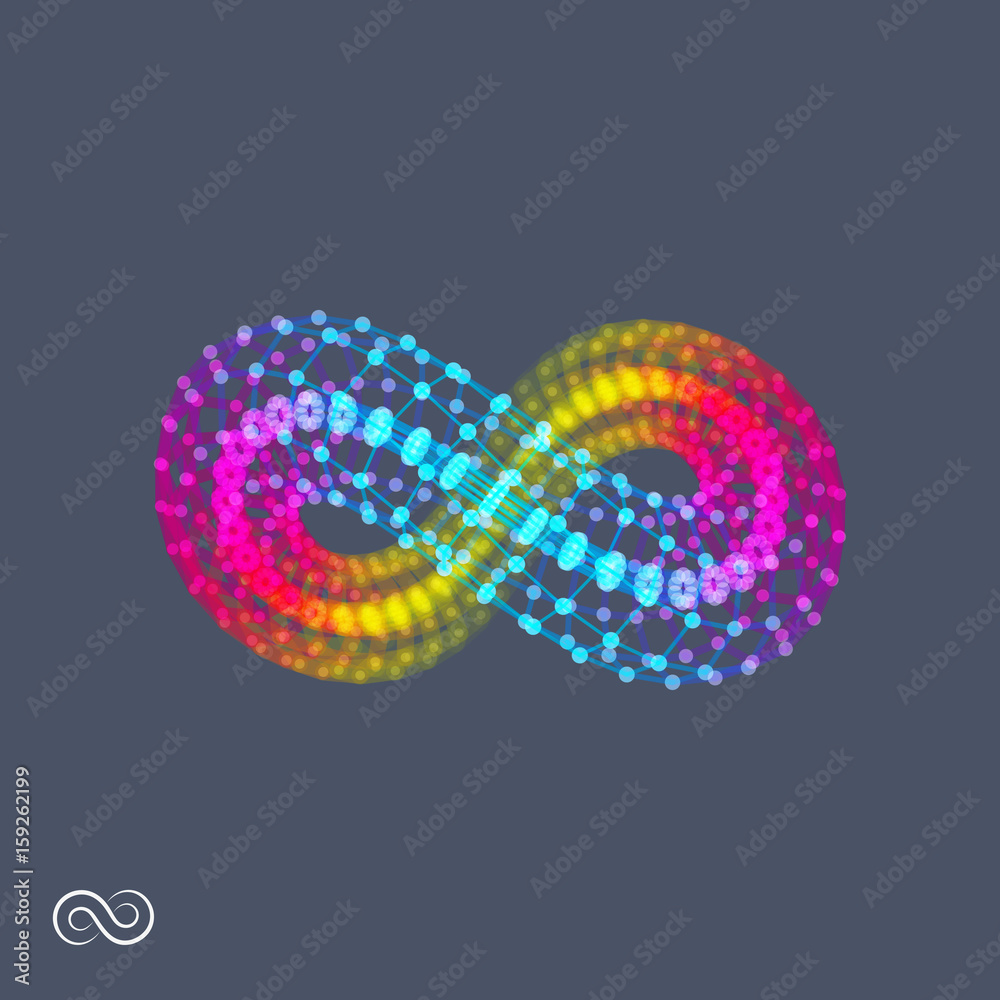 Infinity symbol. 3D design element, emblem, icon. Connection structure ...