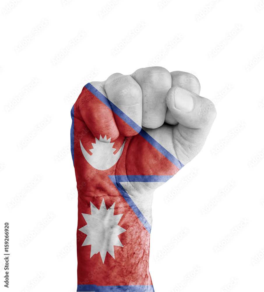 Flag of Nepal painted on human fist like victory symbol Stock Photo ...
