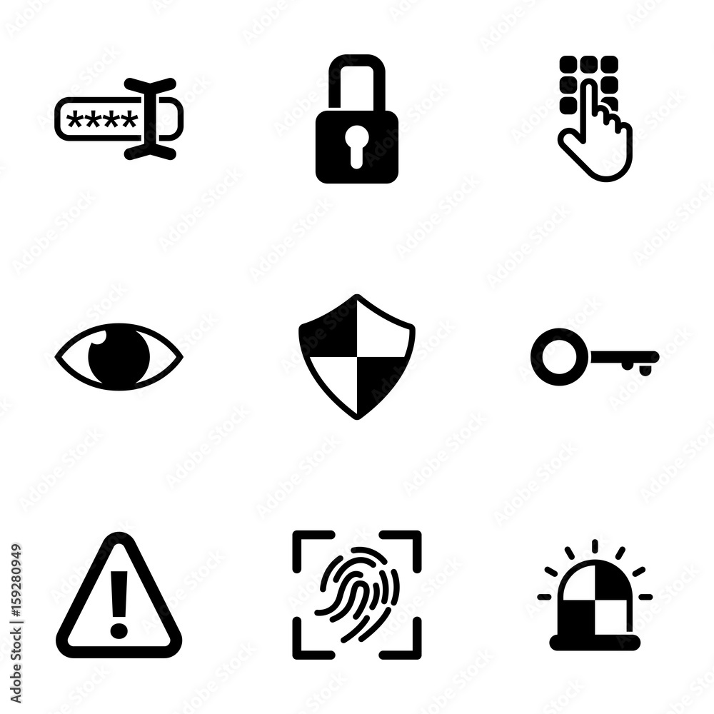 Set of simple icons on a theme Password, authorization, protection ...