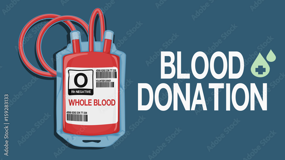 Blood donation wording with isolated blood pouch Stock Vector | Adobe Stock