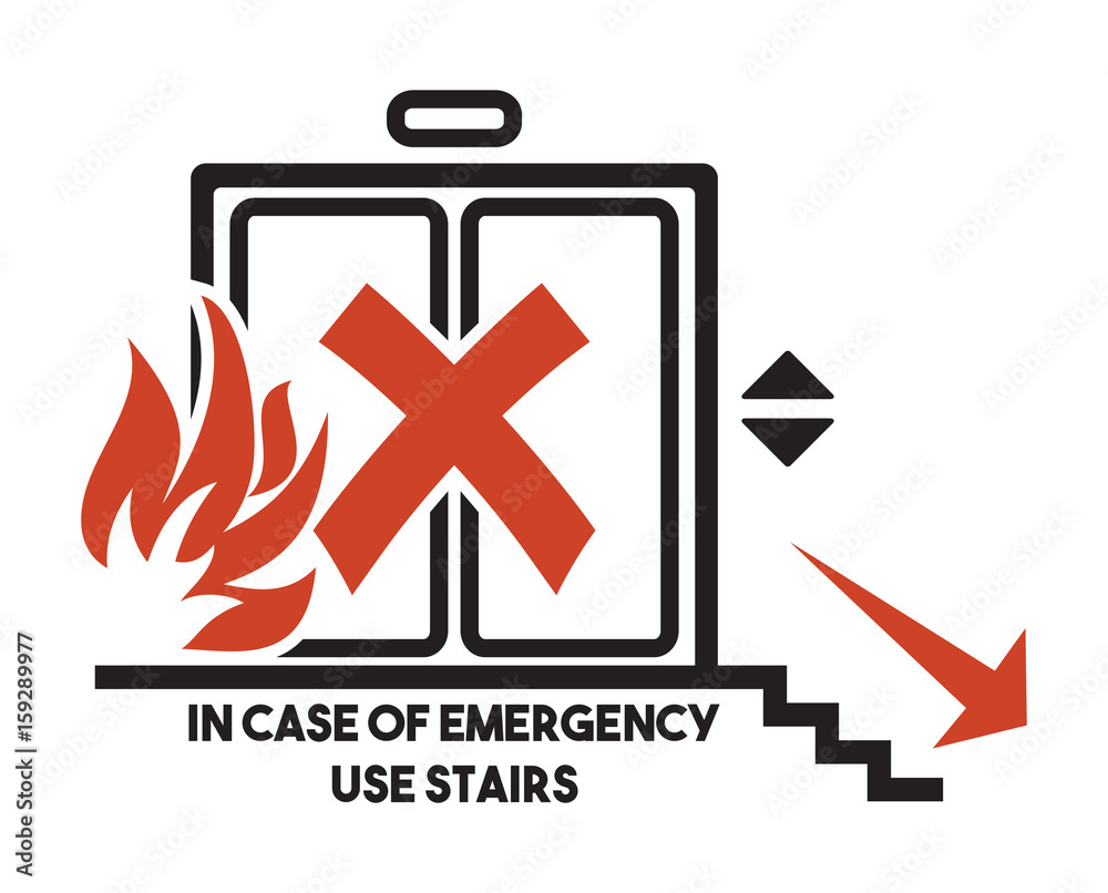 Prohibition sign do not use elevator in case of fire Stock Vector ...