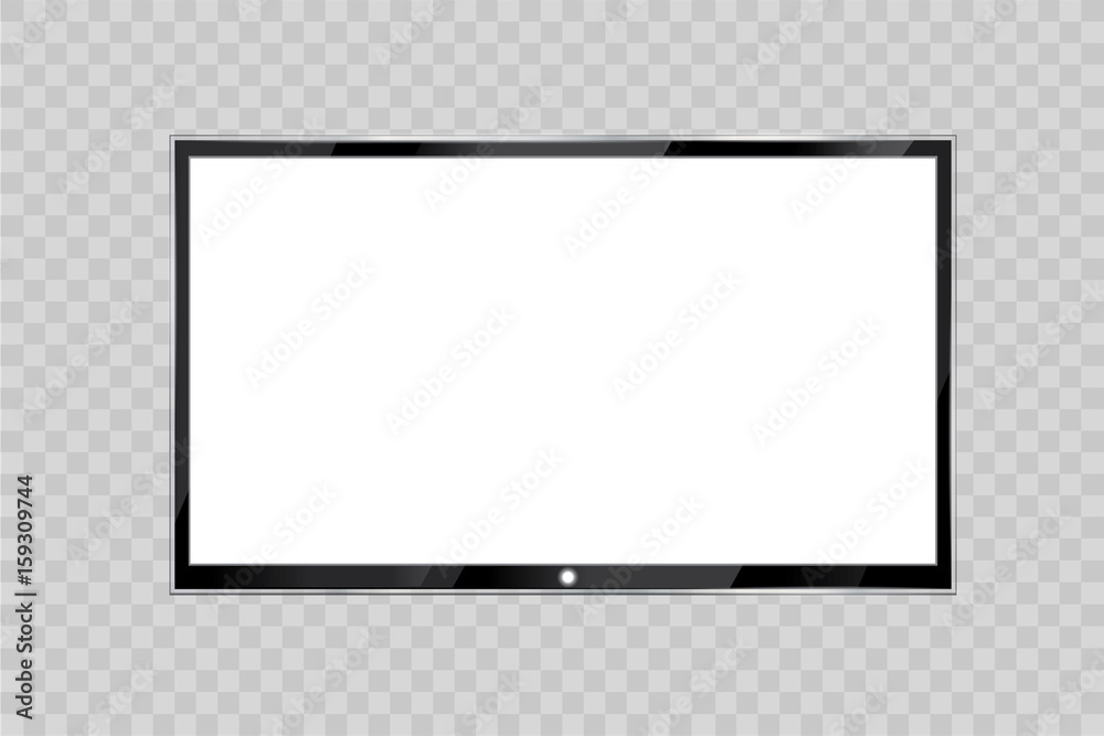 Flat led monitor of computer or black photo frame isolated on a ...