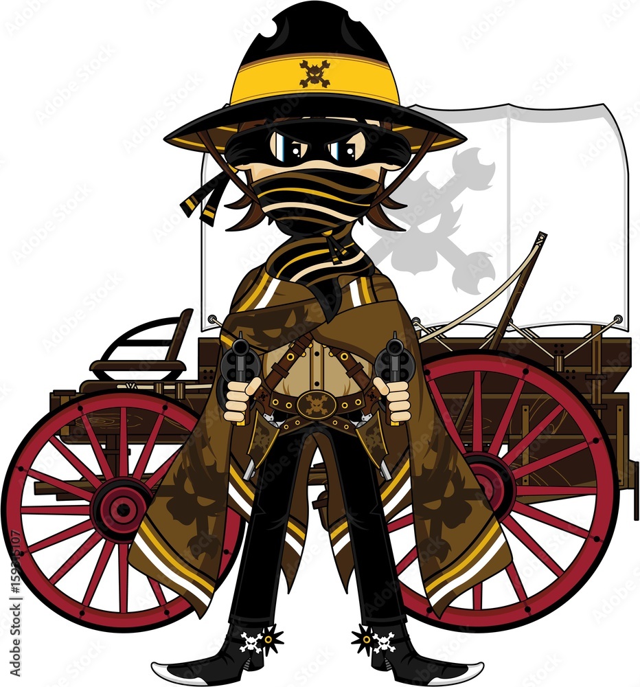 Cartoon Cowboy and Chuck Wagon Stock Vector | Adobe Stock