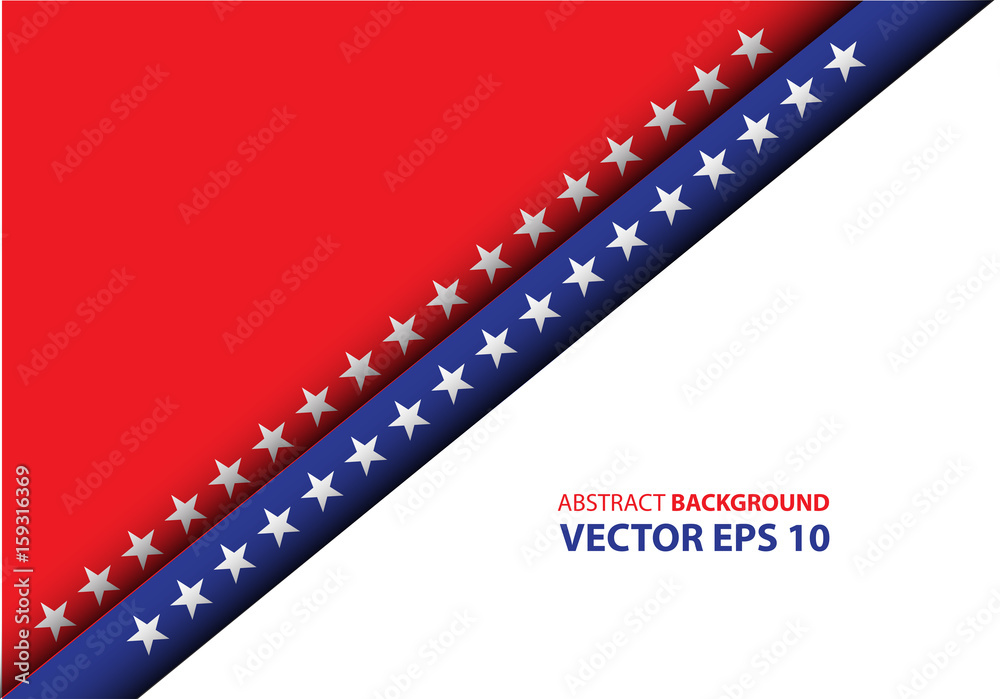 Abstract blue line and stars on white red design modern background ...