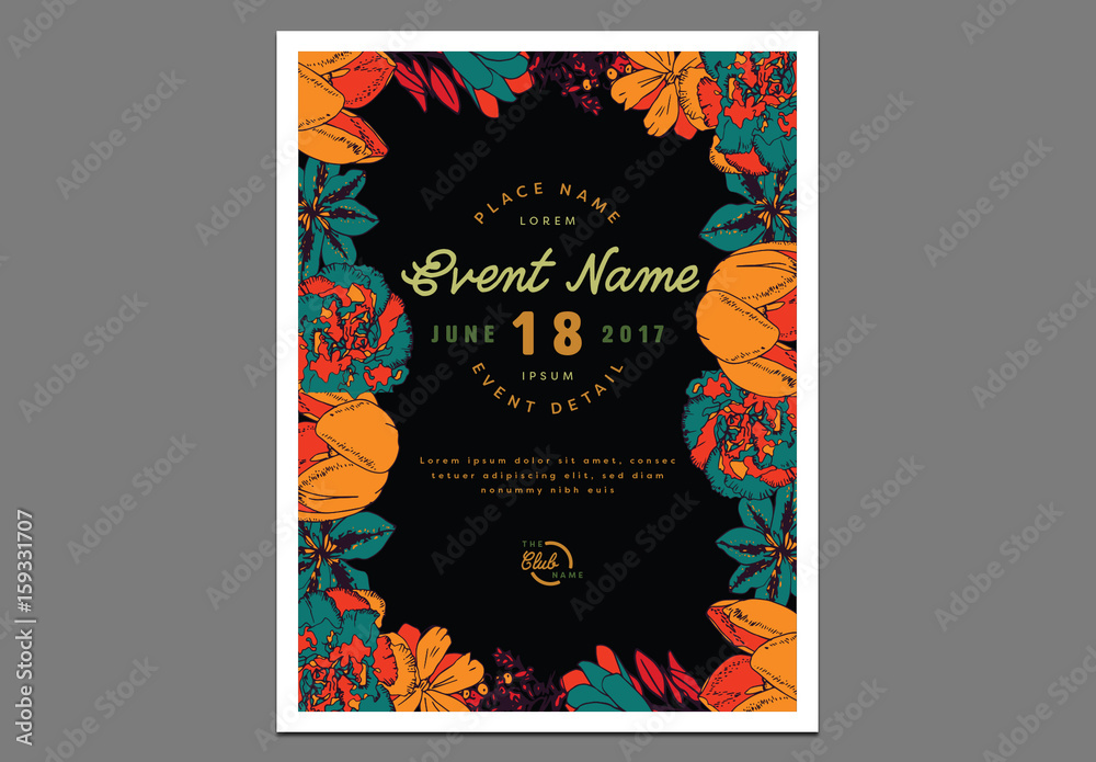 Bright Floral Event Poster Layout Stock Template | Adobe Stock