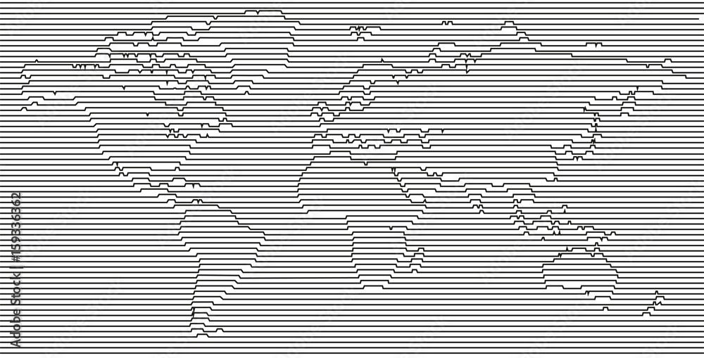 Vector Blank Grey, linear similar World map isolated on white ...