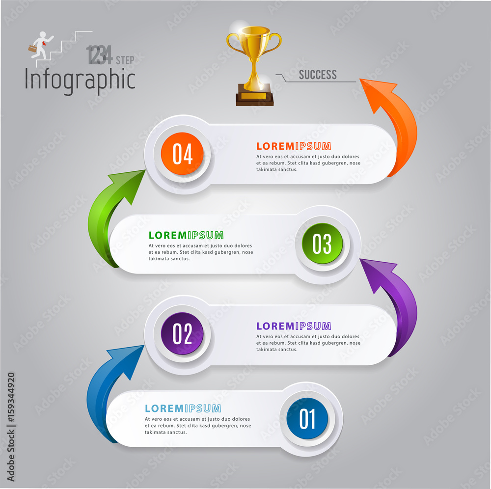 3D Modern design number 4 step template can used for banner,infographic ...
