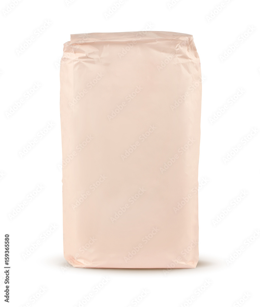 Flour package in brown paper. Kraft paper. Package for sugar or salt ...