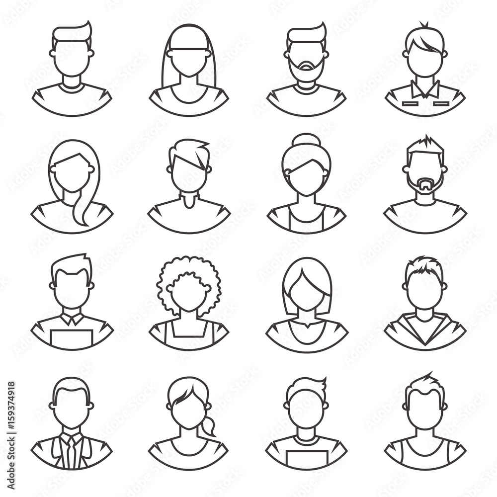 Line icons. people Stock Vector | Adobe Stock