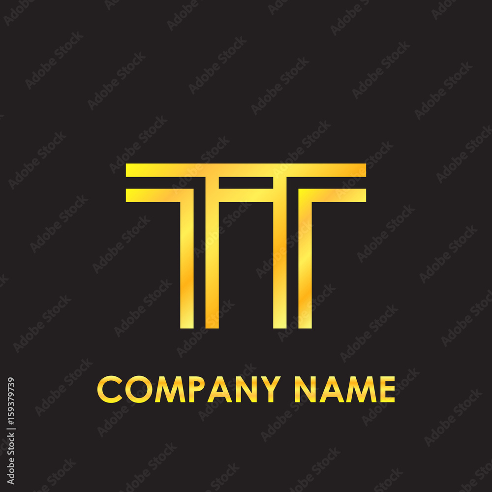Initial letter TT elegant gold reflected lowercase logo template in ...