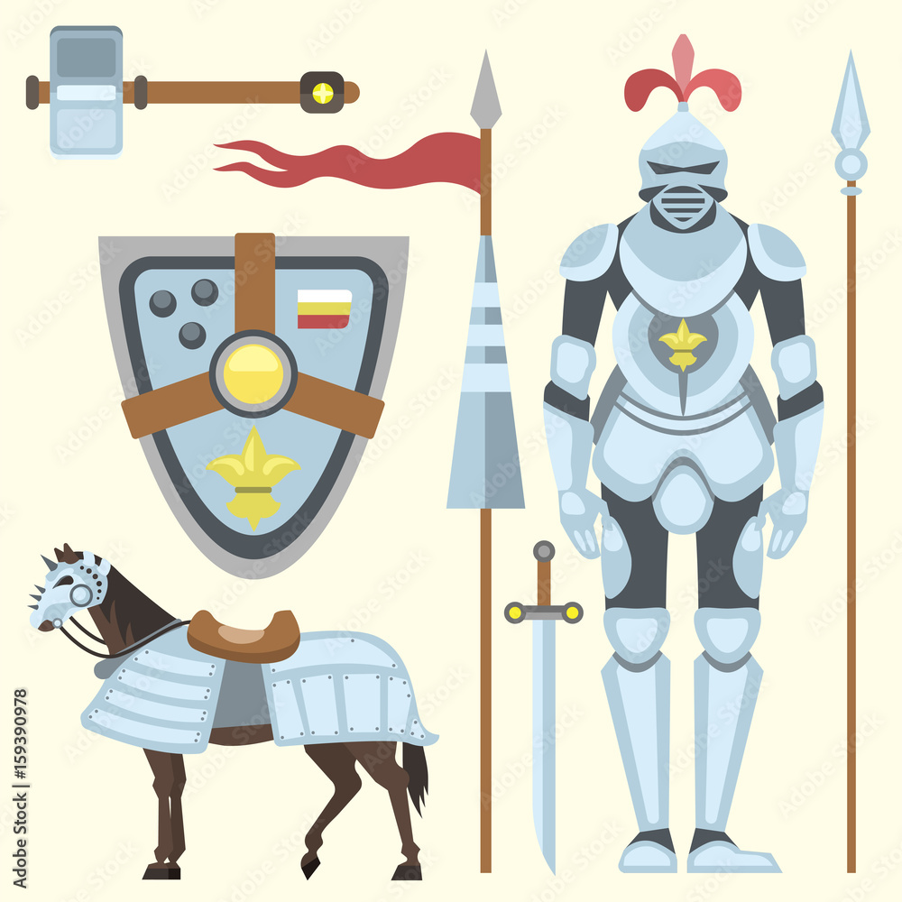 Heraldic royal crest medieval knight elements vintage king symbol ...