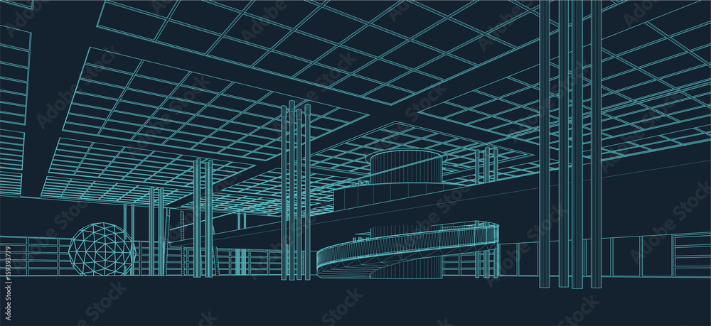 atrium in a convention showroom Stock Vector | Adobe Stock
