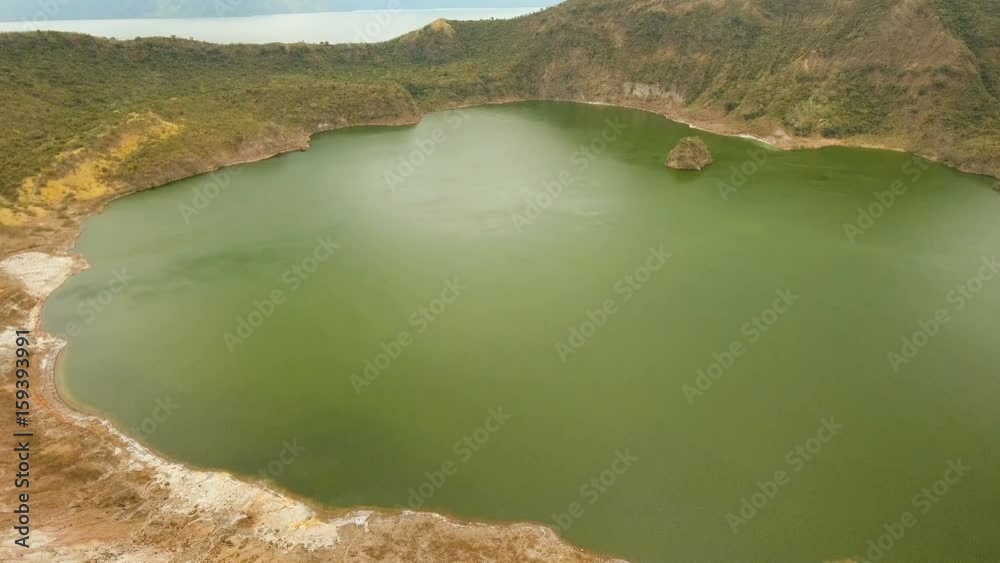 Aerial view Lake crater at Taal Volcano on Luzon Island North of Manila ...