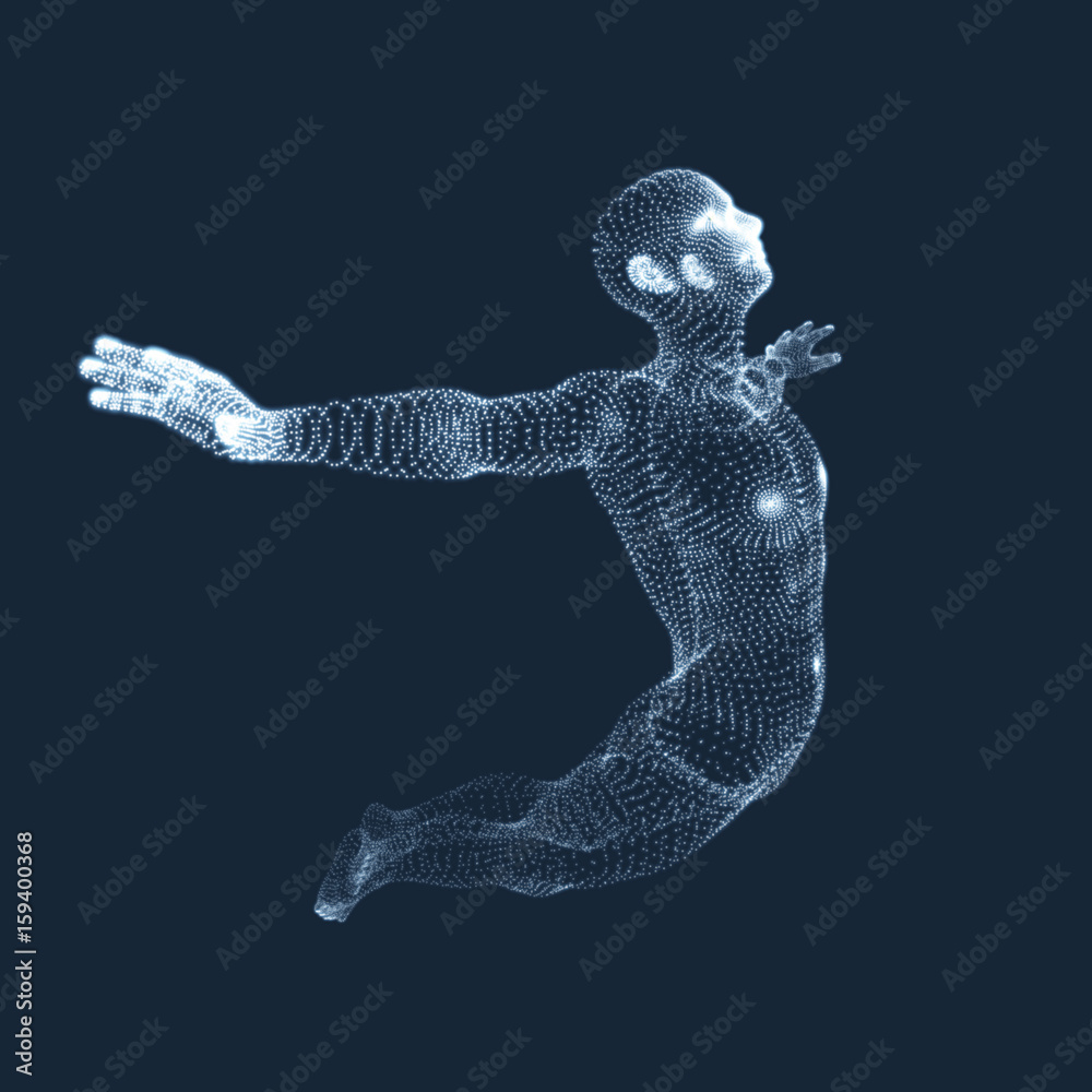 Jumping Man. 3D Model of Man. Human Body Model. Vector Illustration ...