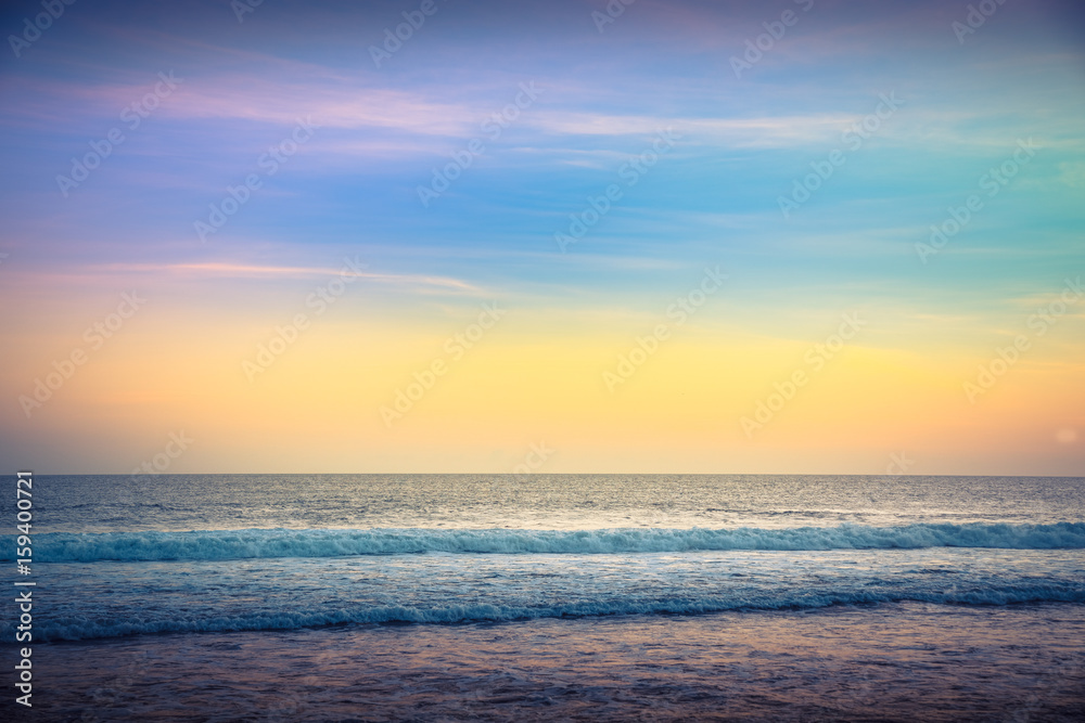 Water Sunset Background. Clear Tropical Island View and Sunset Beach ...