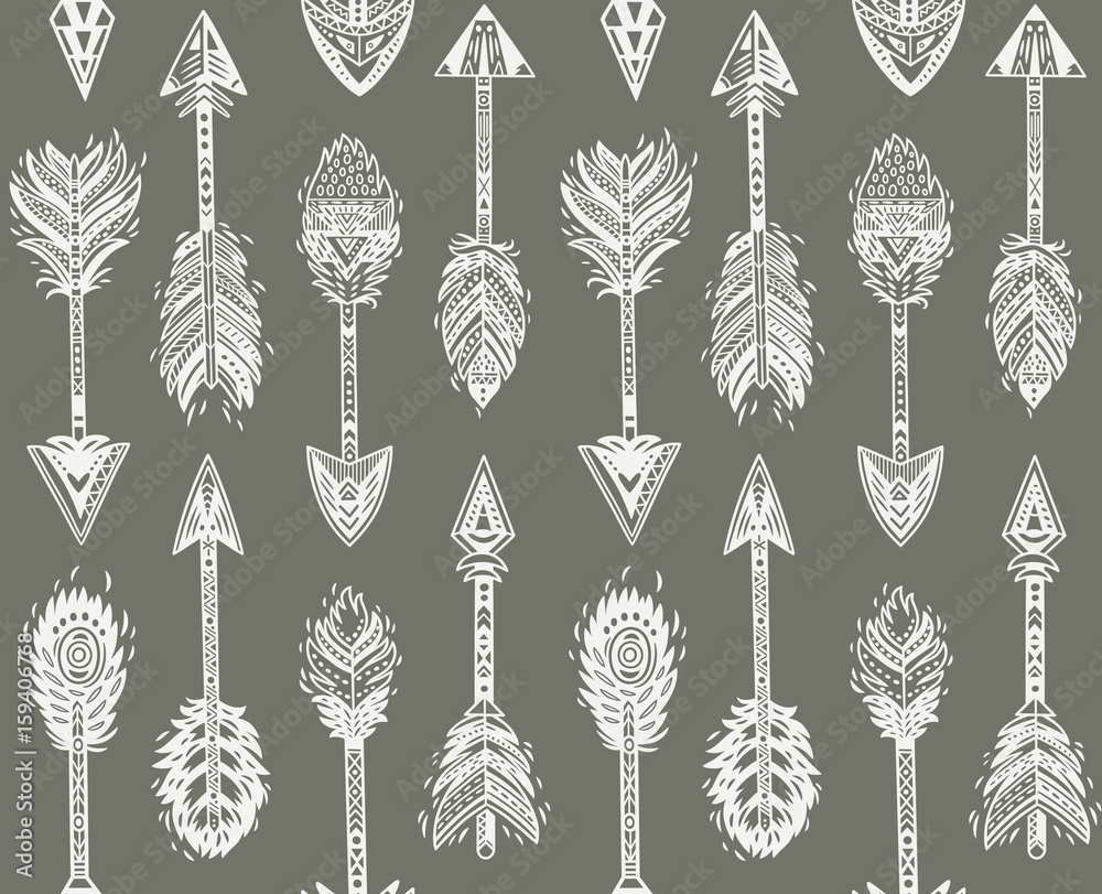 Seamless pattern with Native American Indian arrows in ethnic style ...