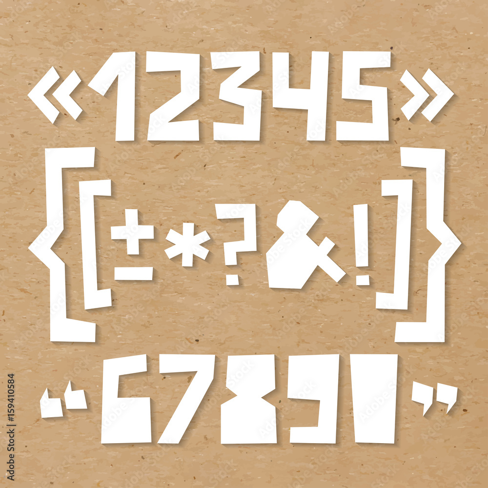 Rough numbers and symbols including brackets, curly braces, exclamation ...