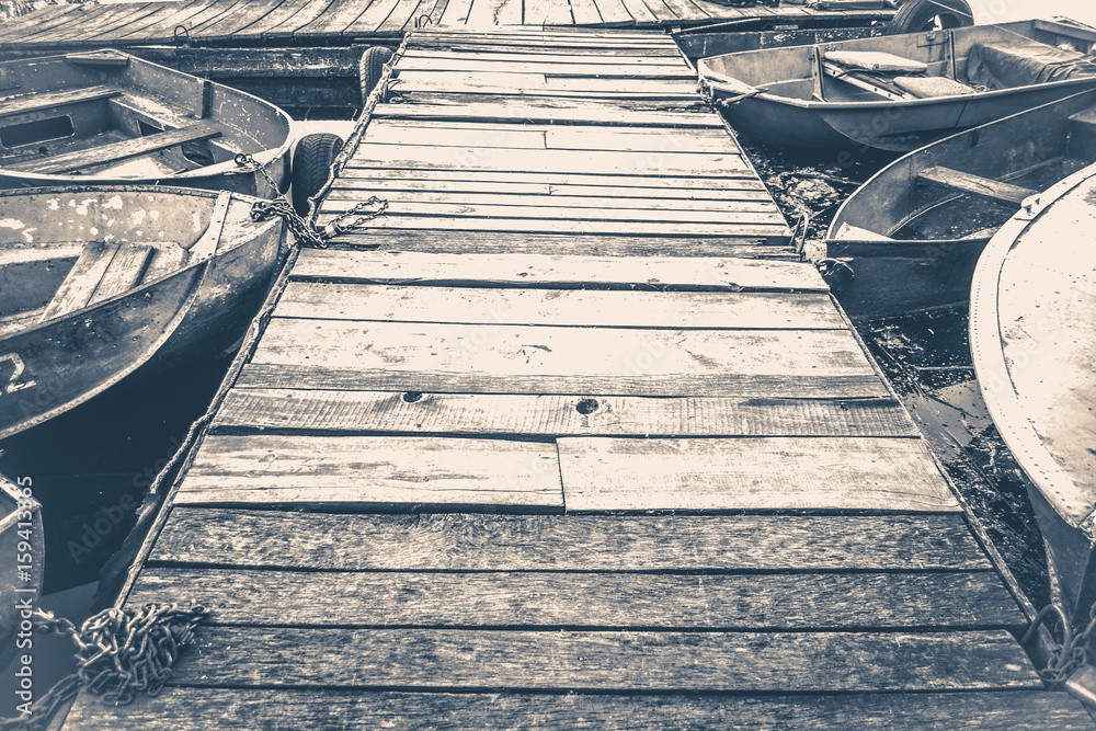 Old vintage photo. Old wooden pier Stock Photo | Adobe Stock