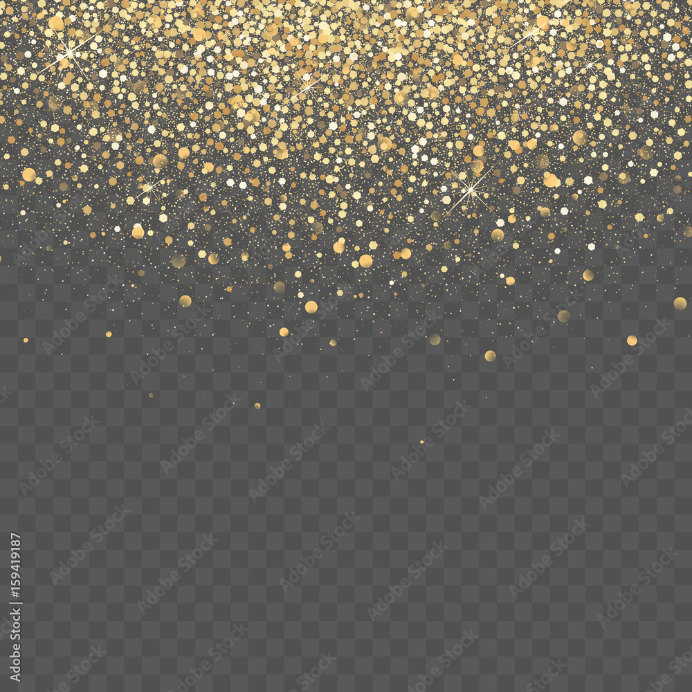 Vector gold glitter background. Star dust sparks transparent background Stock Vector | Adobe Stock