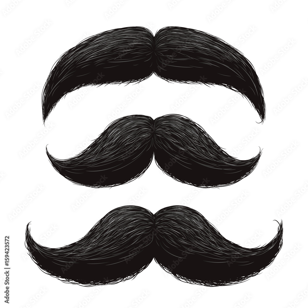 Funny retro hair mustaches vector set Stock Vector | Adobe Stock