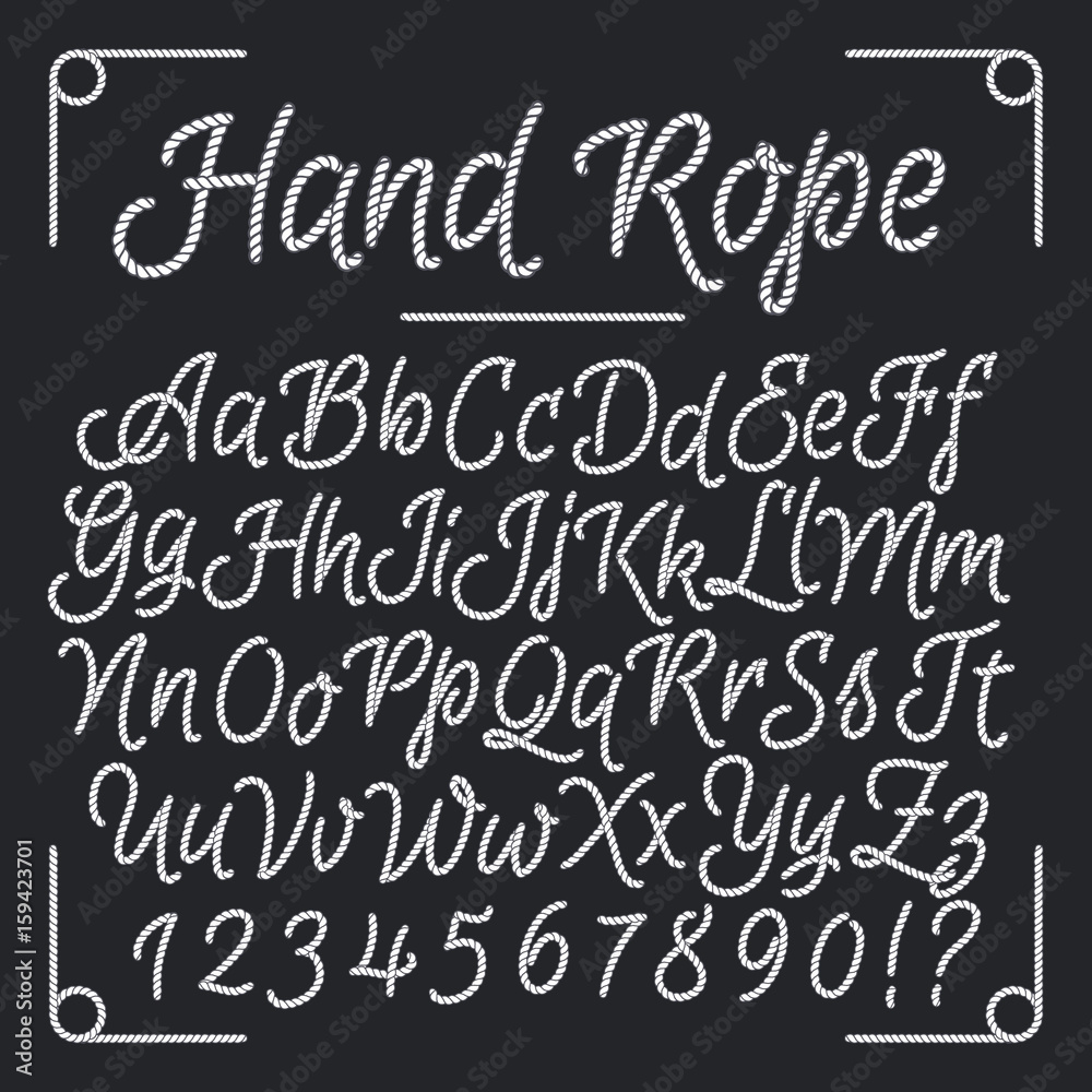 Nautical letters from hand rope. Vector thread alphabet Stock Vector ...