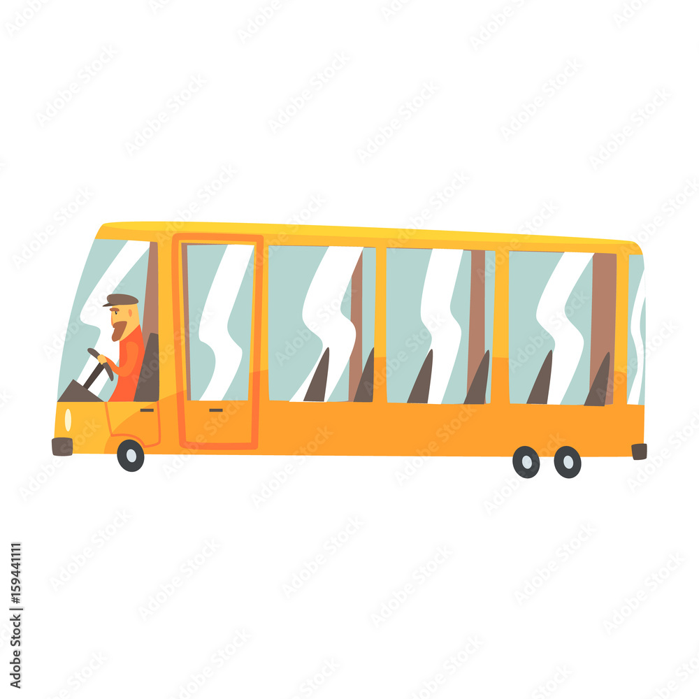 Yellow cartoon bus, public transport vector Illustration Stock Vector ...