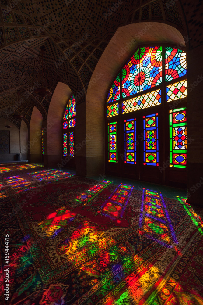 Colorful Lights Passing Through Stained Glass Windows of Nasir al-mulk ...