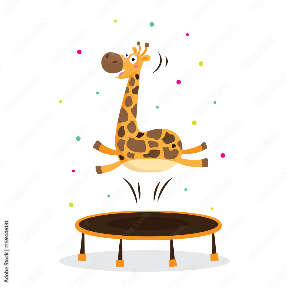 Cute giraffe in sport gymnastic position. Sportsman flat icons isolated ...