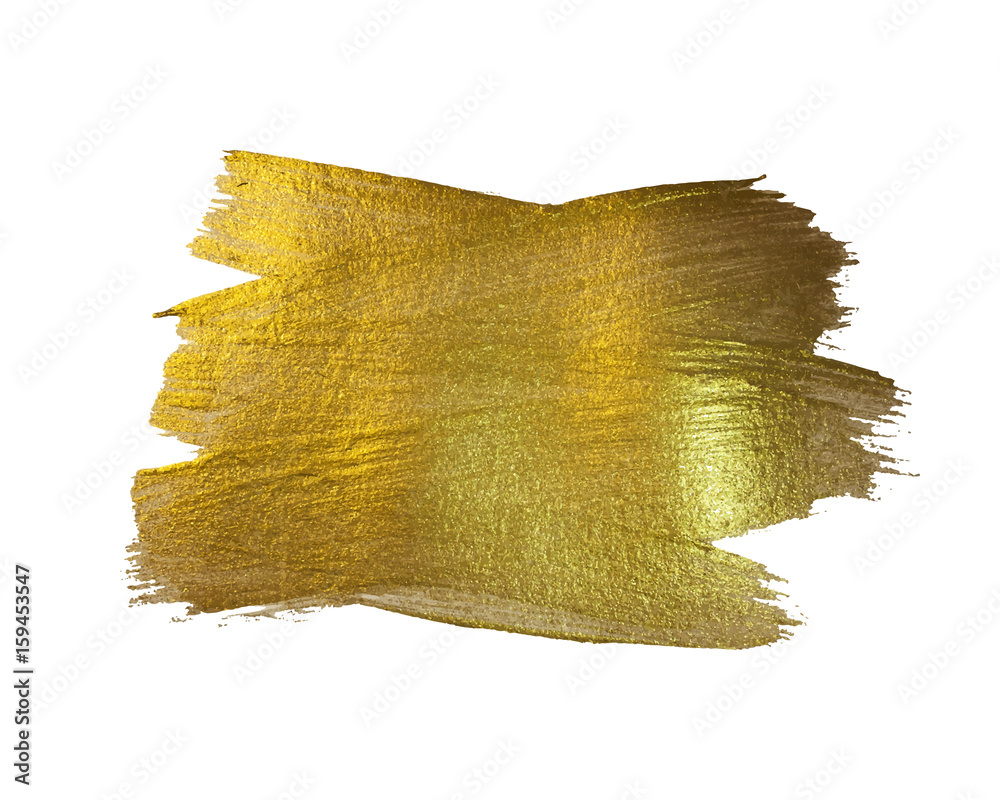 Gold Texture Paint Stain Illustration. Hand drawn brush stroke vector ...