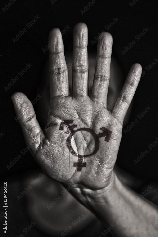 transgender symbol in the palm of the hand Stock Photo | Adobe Stock