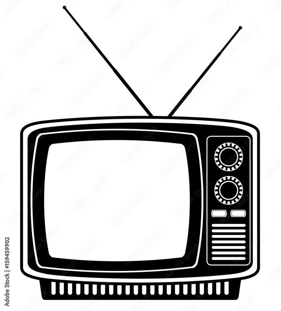 tv old retro vintage icon stock vector illustration black outline ... tv old retro vintage icon stock vector illustration black outline ...