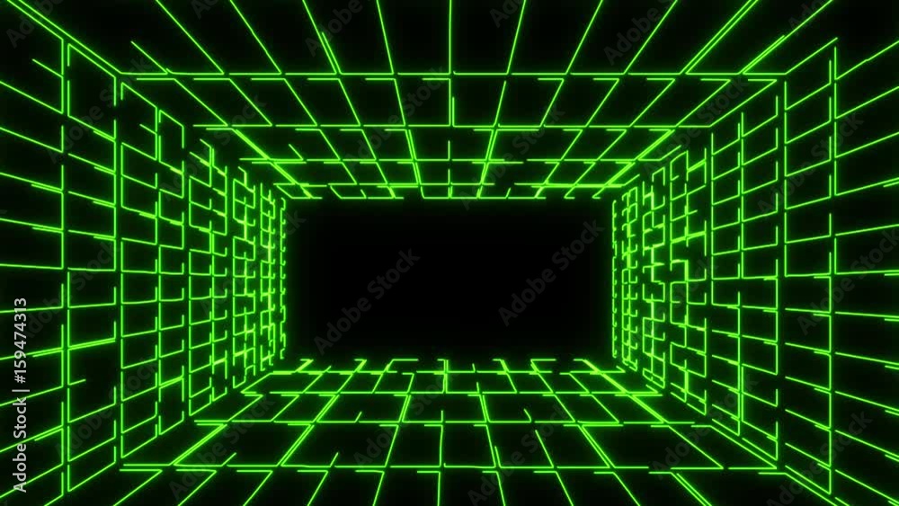 Green Neon Grid Room Environment Motion Graphic Element Stock Video ...