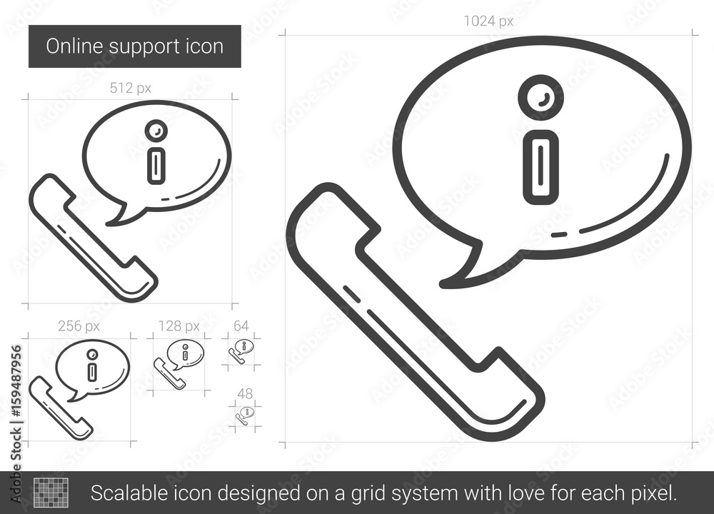 Online support vector line icon isolated on white background. Online ...