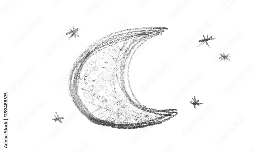 Moon And Stars Drawing Pencil
