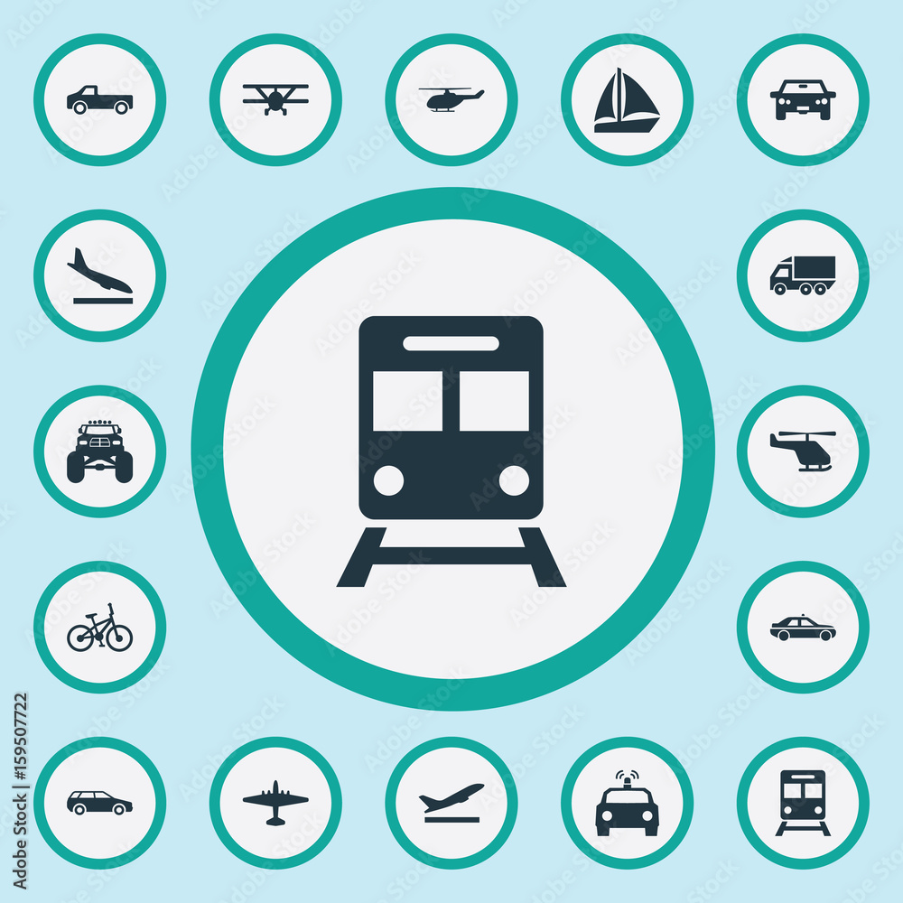 Vector Illustration Set Of Simple Transportation Icons. Elements ...