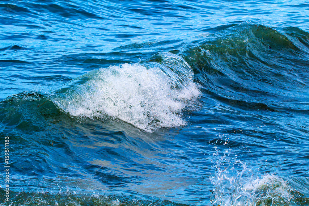 Seaside wave with foam. Sea wave swelling. Oceanic water during high ...