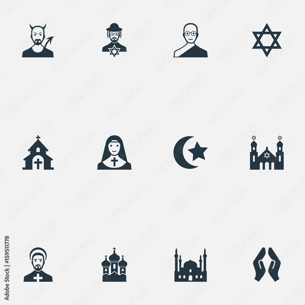 Vector Illustration Set Of Simple Religion Icons. Elements Catholic ...