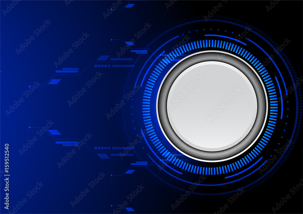 White button with hi-tech circle on dark blue background Stock Vector ...