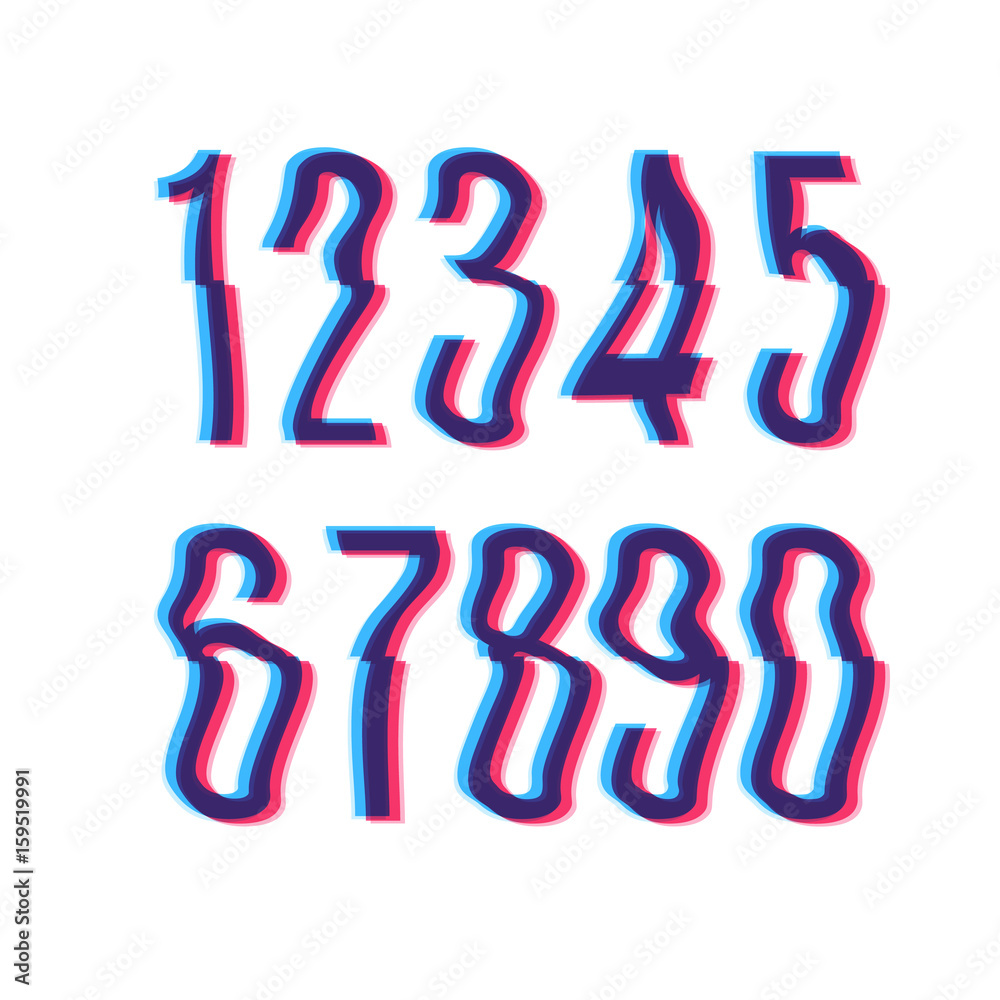 Glitch font with distortion stereoscopic effect. Digital decay ...